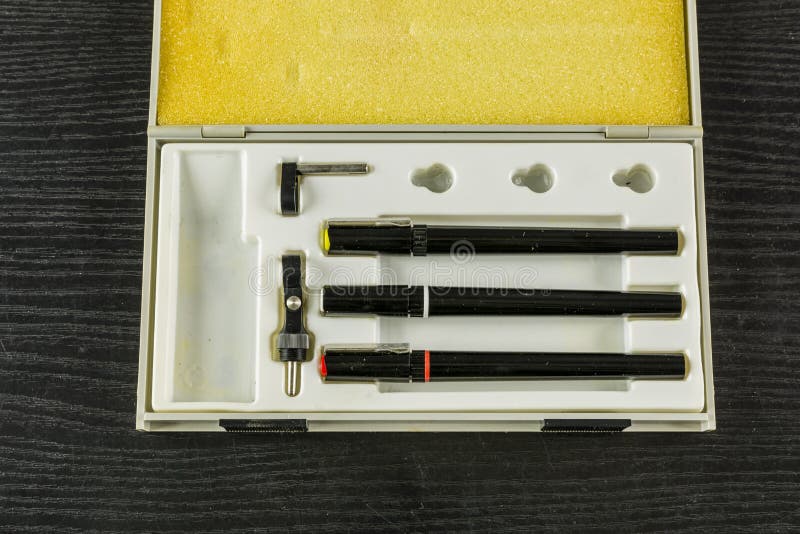 Set of technical pen. stock image. Image of draftsman - 105224223