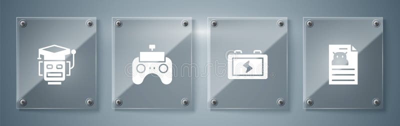 Set Technical Specification, Battery, Remote Control and Robot. Square ...