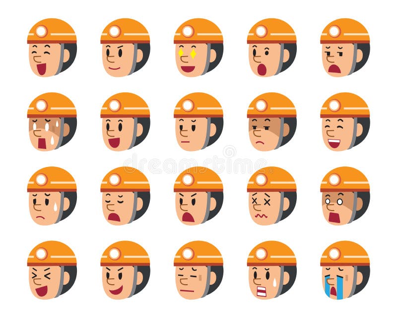 Set of Technician Faces Showing Different Emotions Stock Vector ...