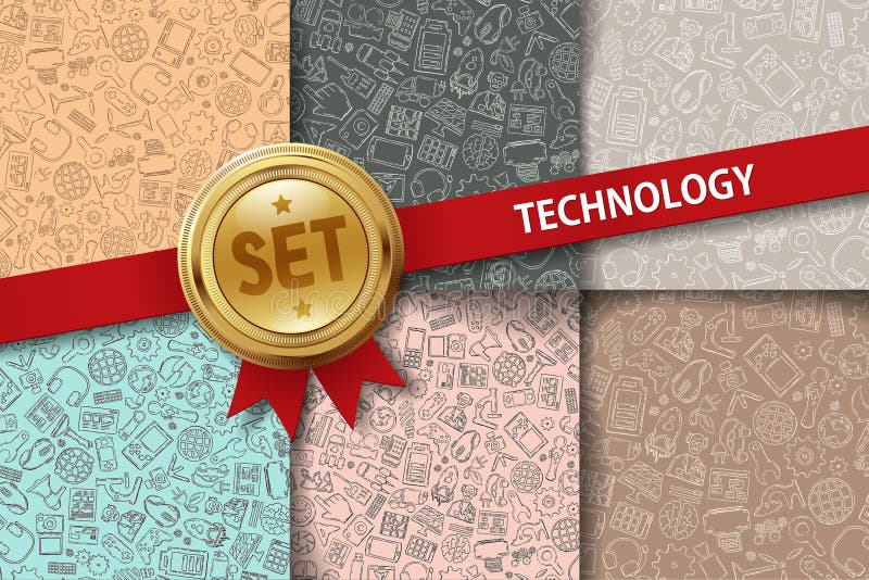 Technology Doodle Website Template Design Stock Vector - Illustration ...