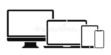 Set Technology Devices Icon: Computer, Laptop, Tablet and Smartphone ...