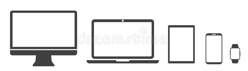 Set Technology Devices Icon: Computer, Laptop, Tablet and Smartphone ...