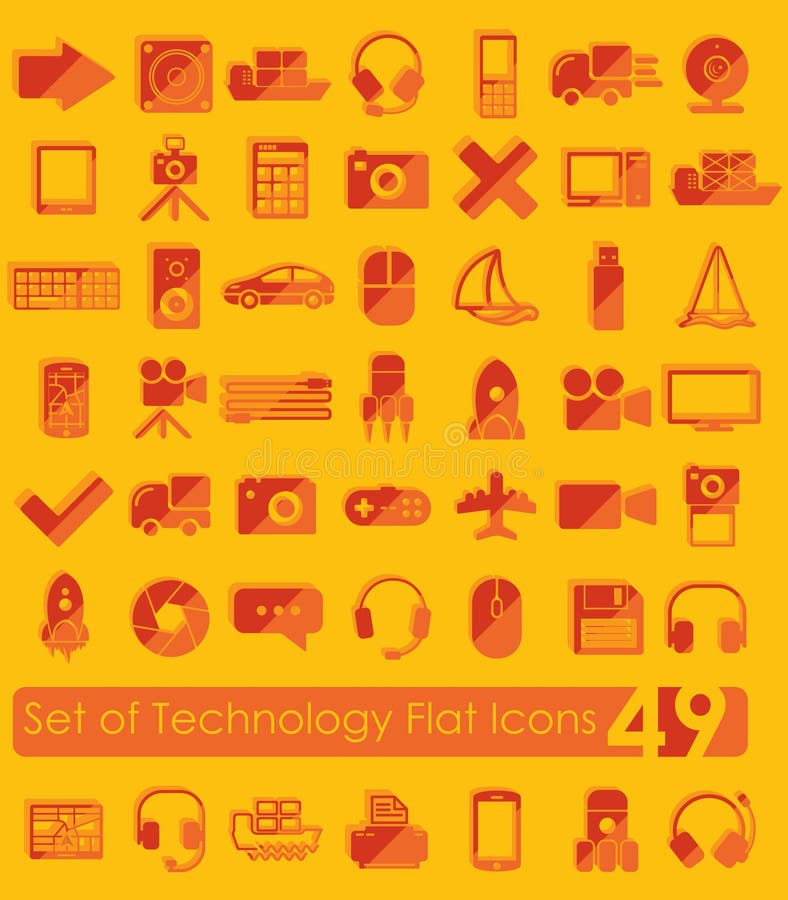 Set of Technology Flat Icons Stock Vector - Illustration of electronics ...
