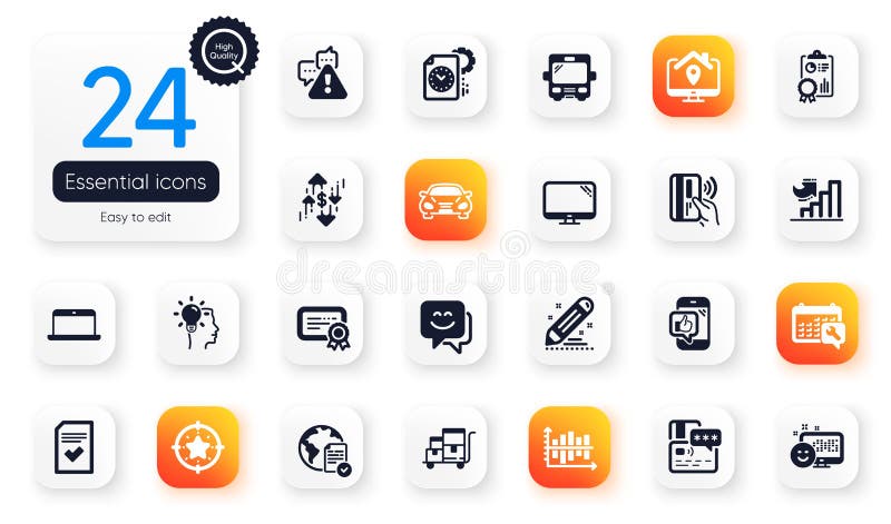 Set of Technology Flat Icons. Inventory Cart, Card and Idea Elements ...