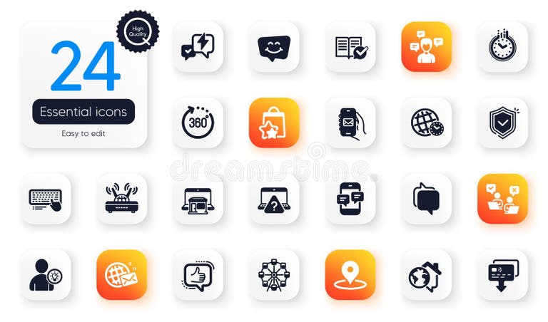 Set of Technology Flat Icons. Loyalty Points, Lightning Bolt and Ferris ...