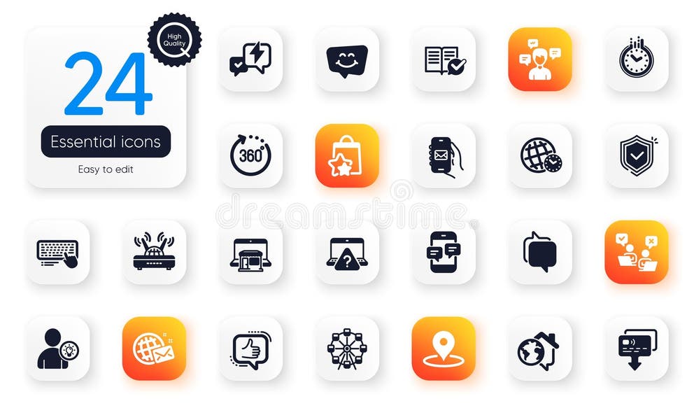 Set of Technology Flat Icons. Loyalty Points, Lightning Bolt and Ferris ...