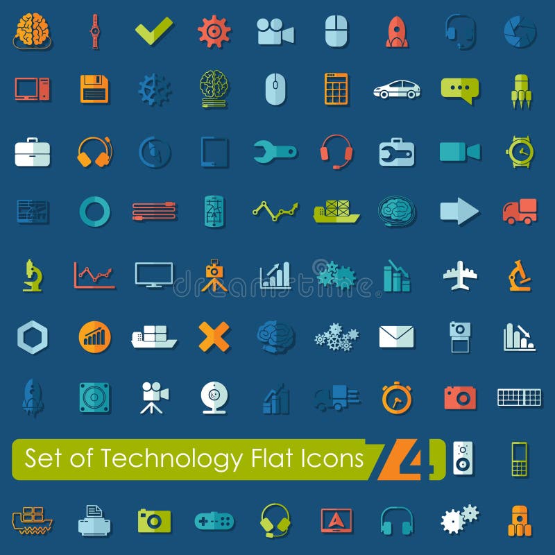 Set Of Technology Flat Icons Stock Vector - Illustration of complex ...