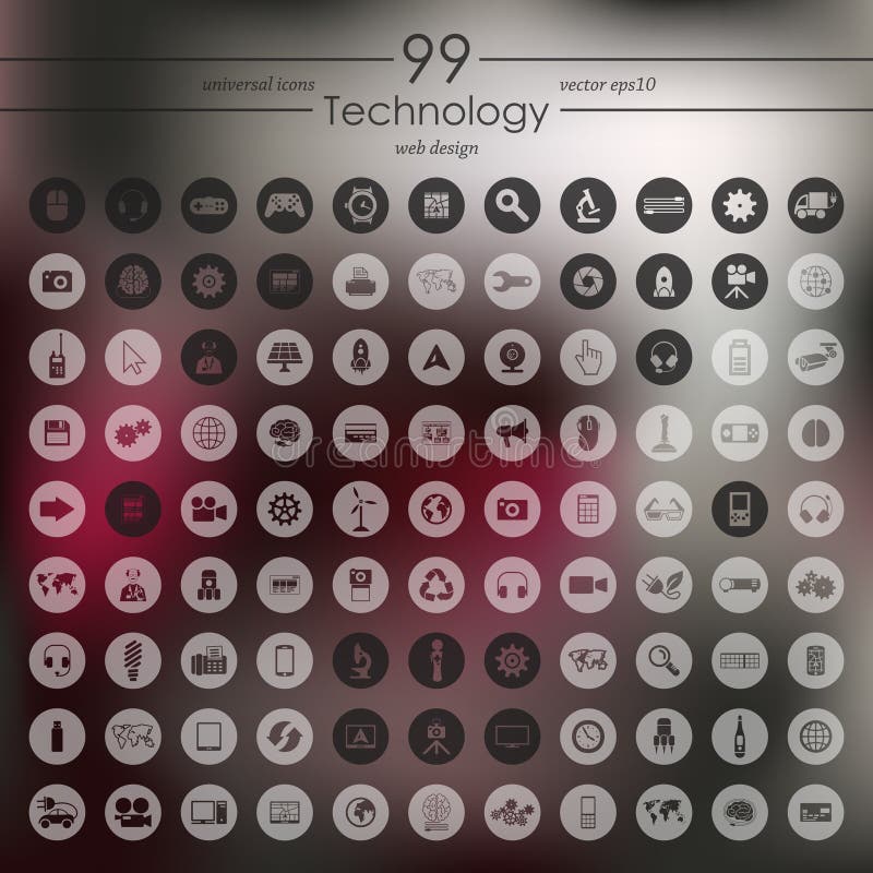 Set of technology icons stock vector. Illustration of blurry - 93693850