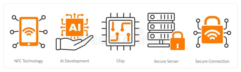 A Set of 5 Technology Icons As Nfc Technology, Ai Development, Chip ...