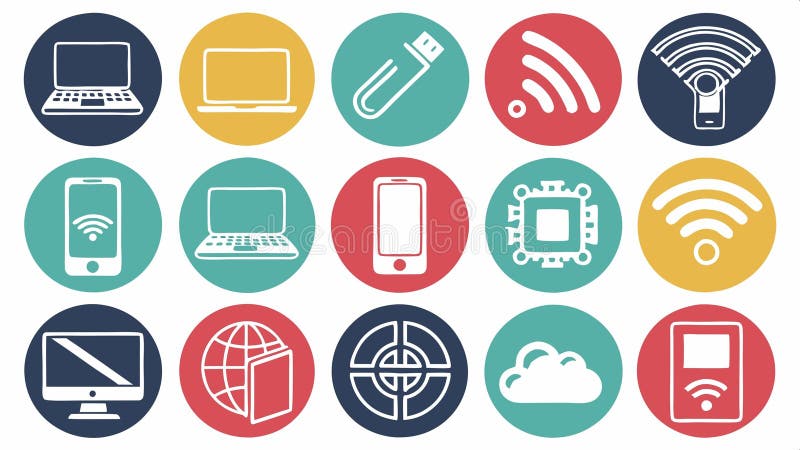 Set of Technology Icons, Devices and Digital Symbols Collection Vector ...