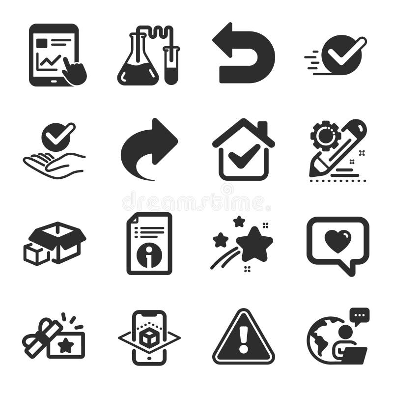 Set of Technology Icons, Such As Chemistry Lab, Packing Boxes ...