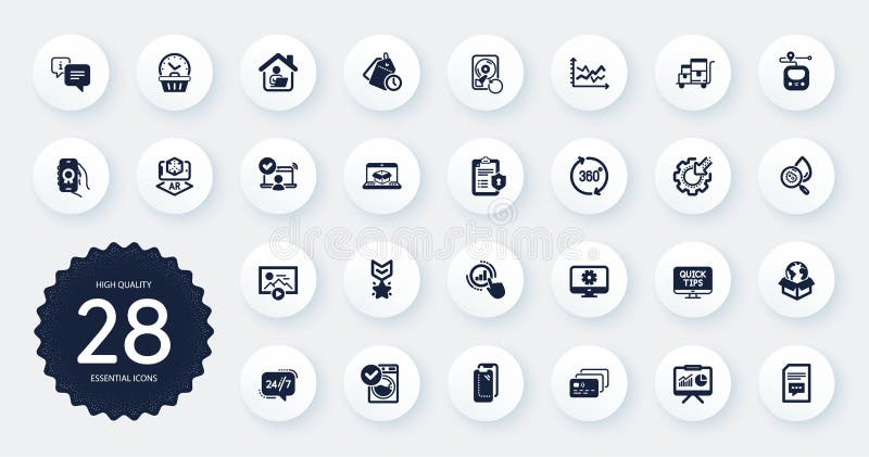 Set of Technology Icons, Such As 24h Service, Augmented Reality and ...