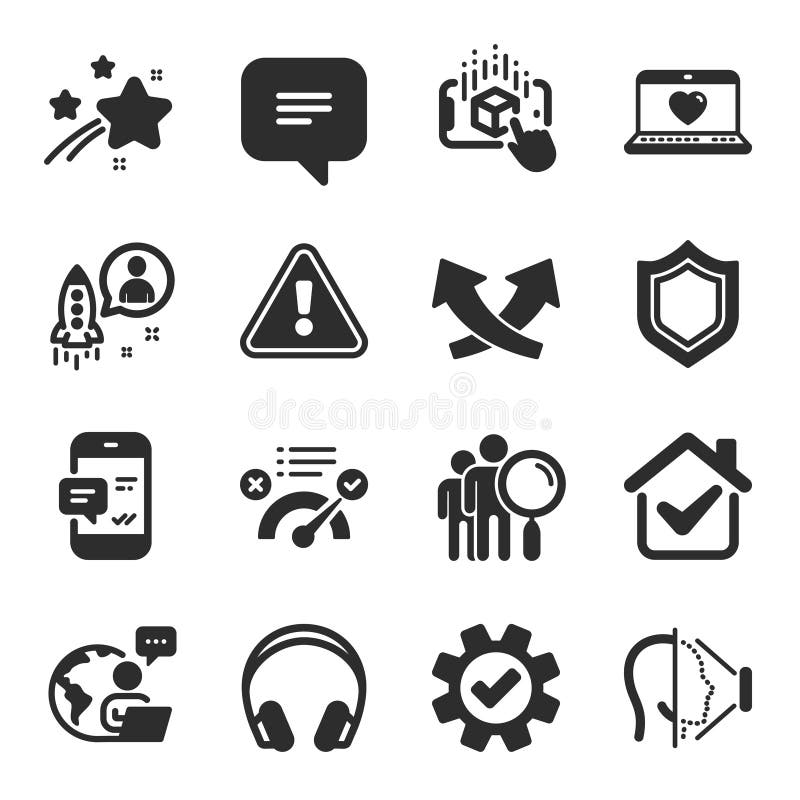 Set of Technology Icons, Such As Intersection Arrows, Face Id, Correct ...