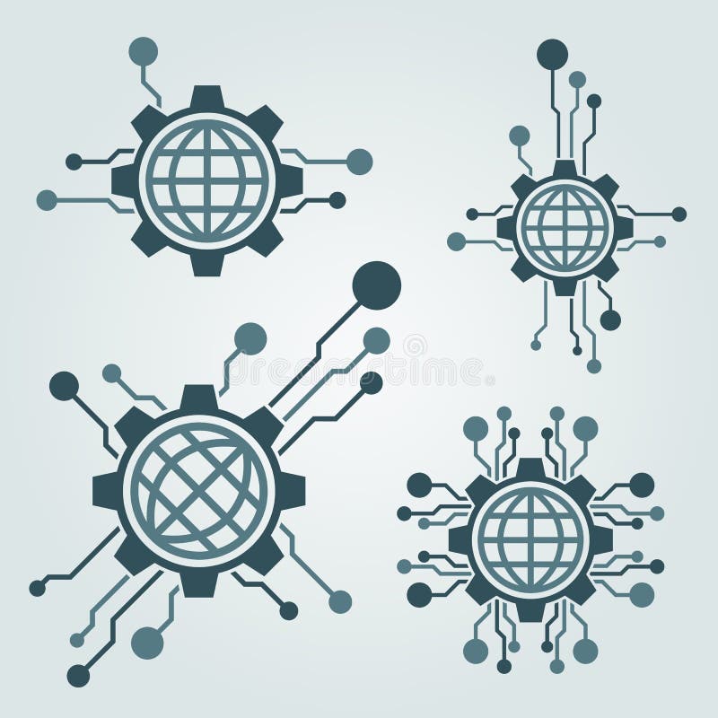 Set of Technology Logo Design. Global Communication Stock Vector ...
