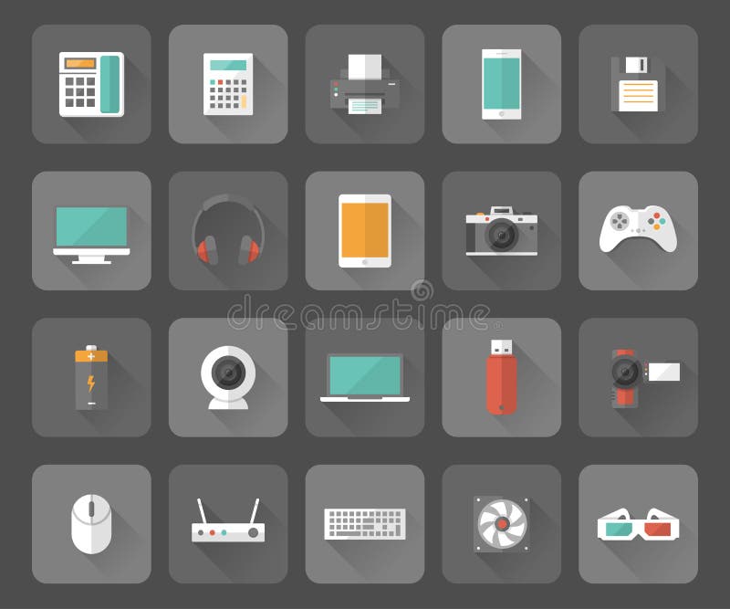 Set of Technology and Multimedia Devices Icons Stock Vector ...