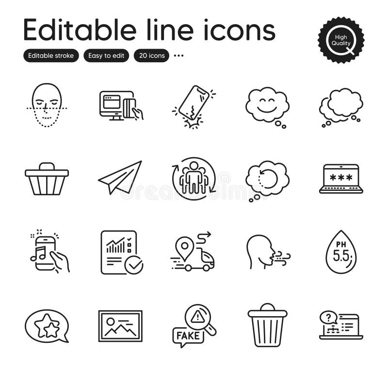Set of Technology Outline Icons. Contains Icons As Smile Chat, Recovery ... Set of Technology Outline Icons. Contains Icons As Smile Chat, Recovery ...