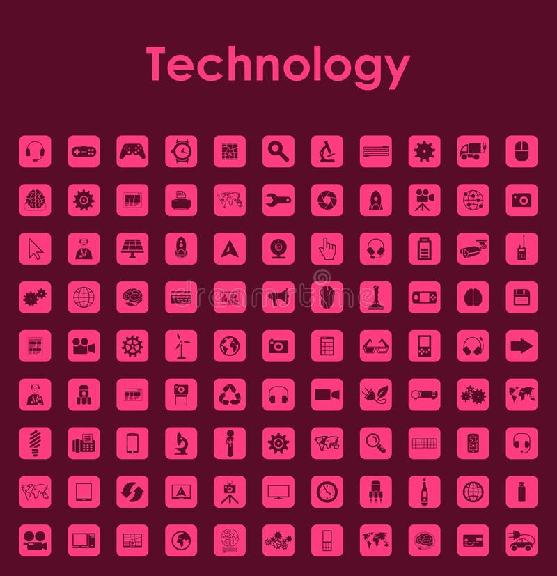 Set of Technology Simple Icons Stock Vector - Illustration of icon ...