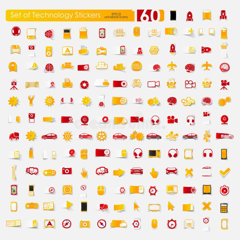 Set of technology stickers stock vector. Illustration of modernization ...