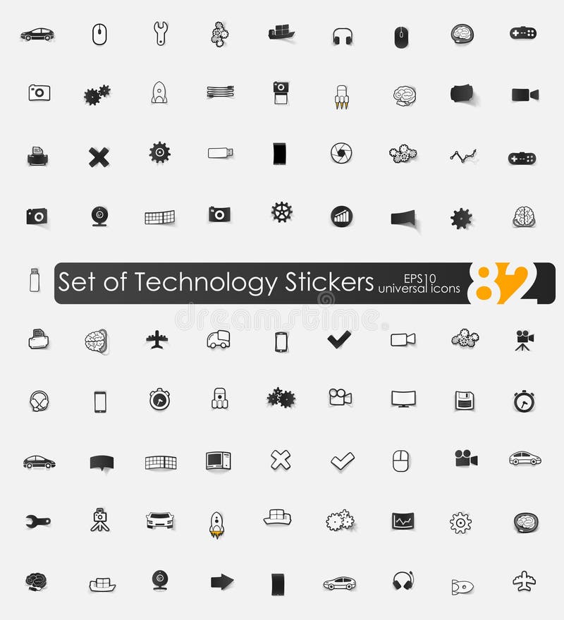 Set of technology stickers stock vector. Illustration of concept - 56924622