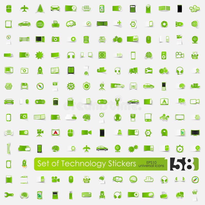 Set of technology stickers stock vector. Illustration of geometric ...