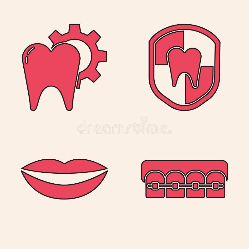 Set Teeth with Braces, Tooth Treatment Procedure, Dental Protection and ...