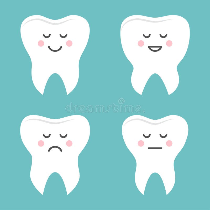 Set of Teeth with Different Emotions. Vector Illustration Stock ...