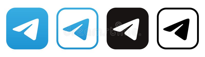Set of Telegram Mobile App Icons, Isolated on White Background, Vector ...