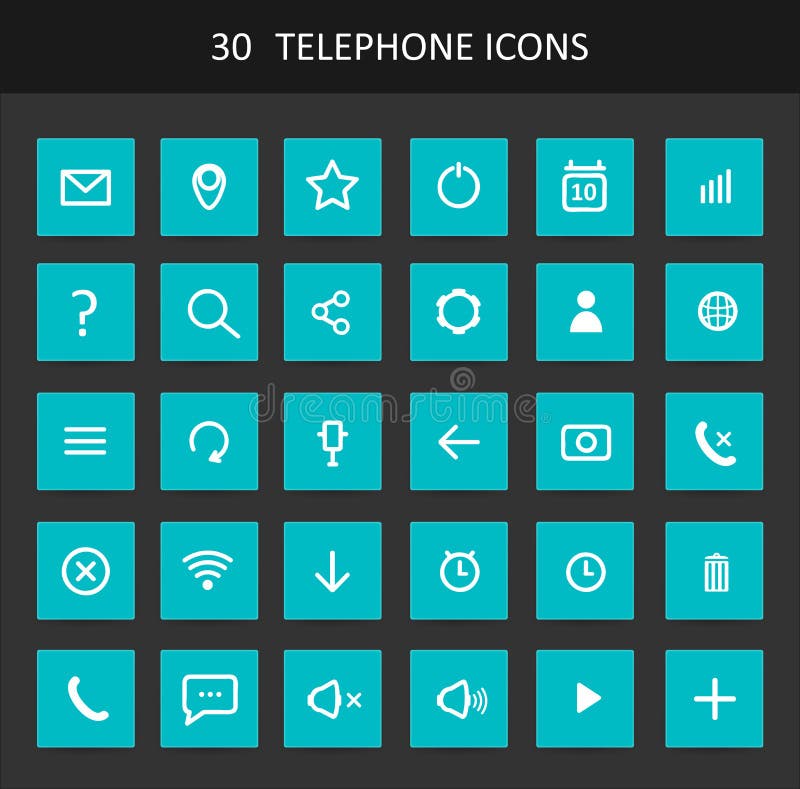 Set of Telephone Buttons and Icons Stock Vector - Illustration of ...