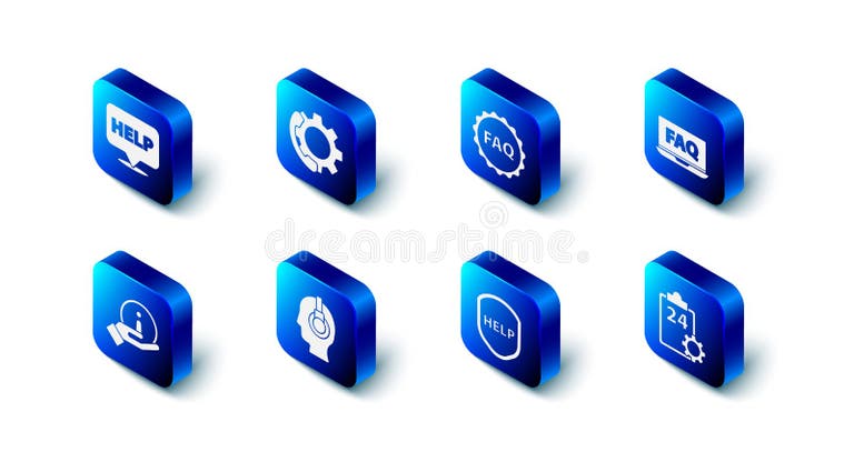 Set Telephone 24 Hours Support, Label with Text FAQ, Laptop and, Checklist Service, Shield Help ...