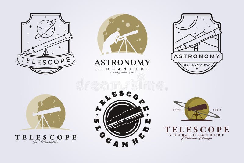 Set of Telescope and Bundle of Astronomy Telescope Logo Vector ...