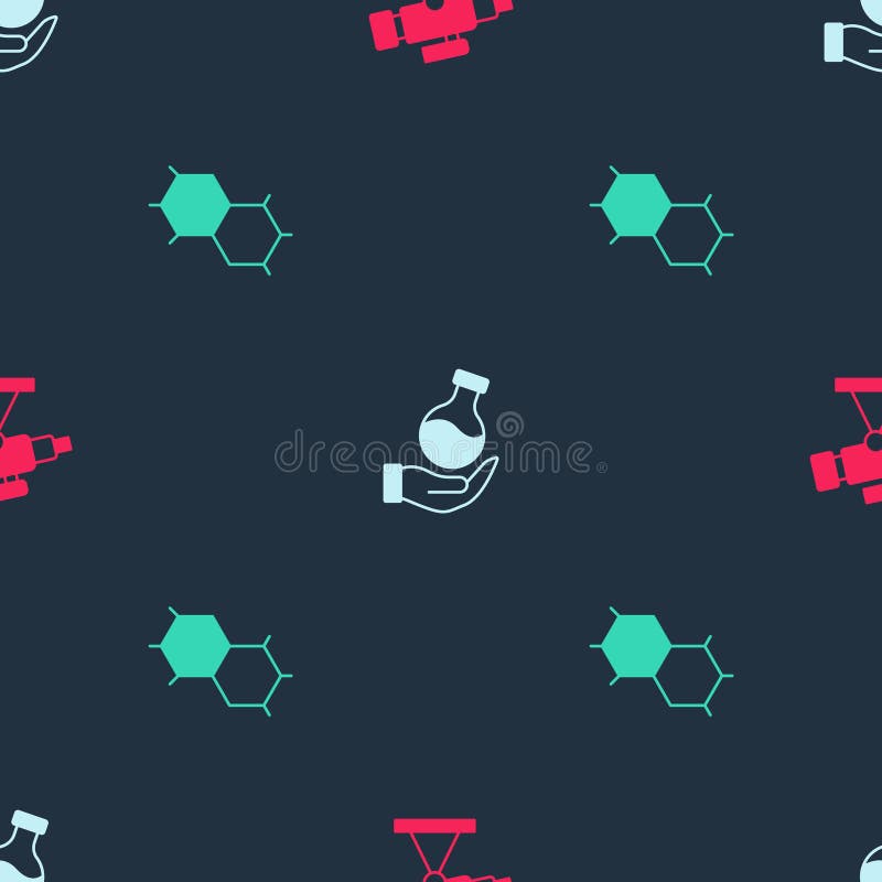 Set Telescope, Test Tube and Chemical Formula on Seamless Pattern ...