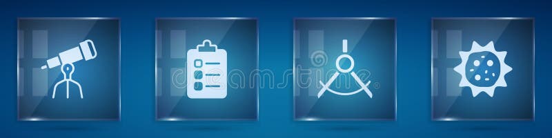 Set Telescope, To Do List or Planning, Drawing Compass and Virus ...