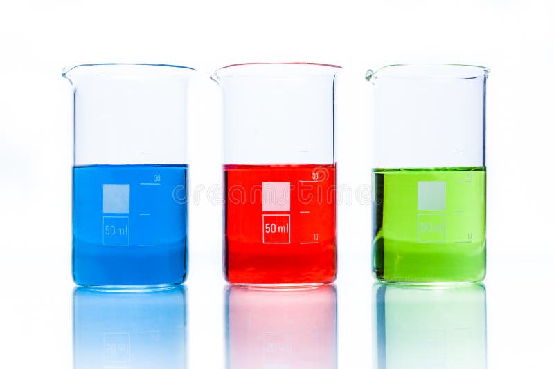 Set of Temperature Resistant Cylindrical Beakers with Color Liquid ...