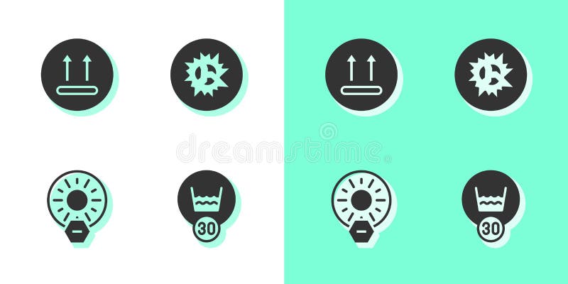 Set Temperature Wash, , No Direct Sunlight and Bomb Explosion Icon ...