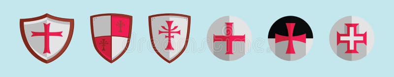Set of Templar Symbol Cartoon Icon Design Template with Various Models ...