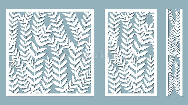 Set Template for Cutting. Fern Leaves Pattern. Laser Cut. Vector ...