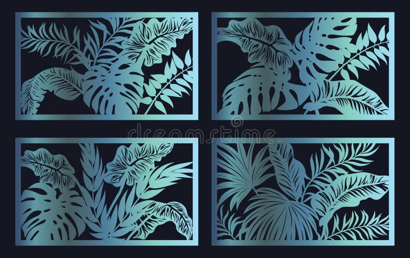 Set Template for Cutting. Palm Leaves Pattern. Laser Cut Stock Vector ...