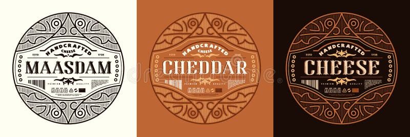 Set of Template Decorative Label for Cheese Stock Vector - Illustration ...