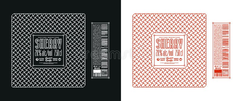 Set of Template Decorative Label for Sherry Wine Stock Vector ...