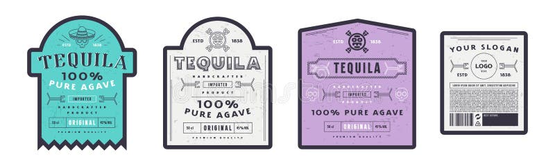Set of Template Decorative Label for Tequila Stock Vector ...
