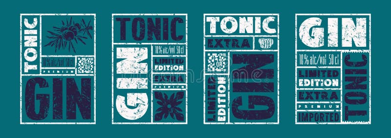 Set of Template Label for Gin Tonic Stock Vector - Illustration of ...