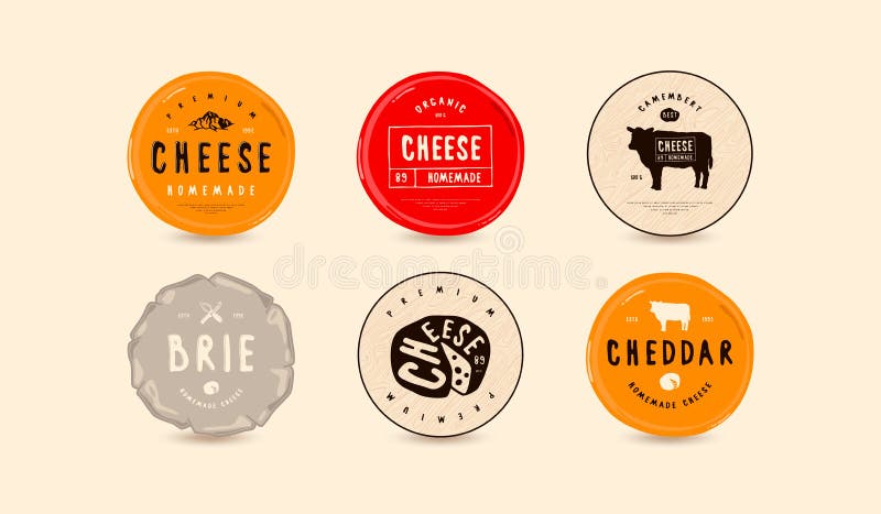 Set of Template Labels for Cheese Stock Vector - Illustration of ...