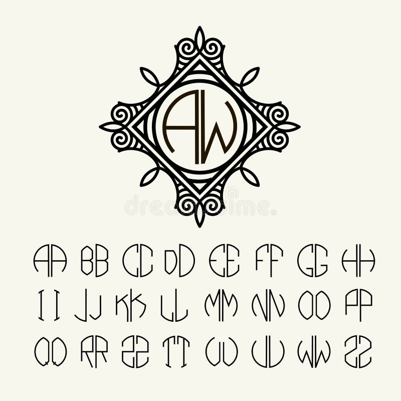 Set Template Letters To Create Monograms Stock Vector - Illustration of ...