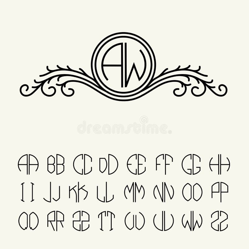 Set Template Letters To Create Monograms Stock Vector - Illustration of ...