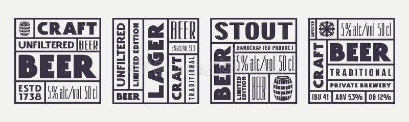 Set of Template Square Label for Craft Beer Stock Vector - Illustration ...