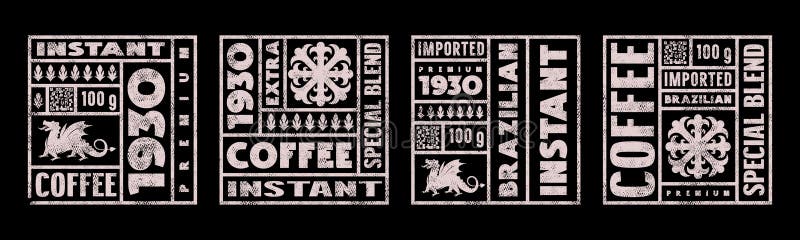 Set of Template Square Label for Instant Coffee Stock Vector ...