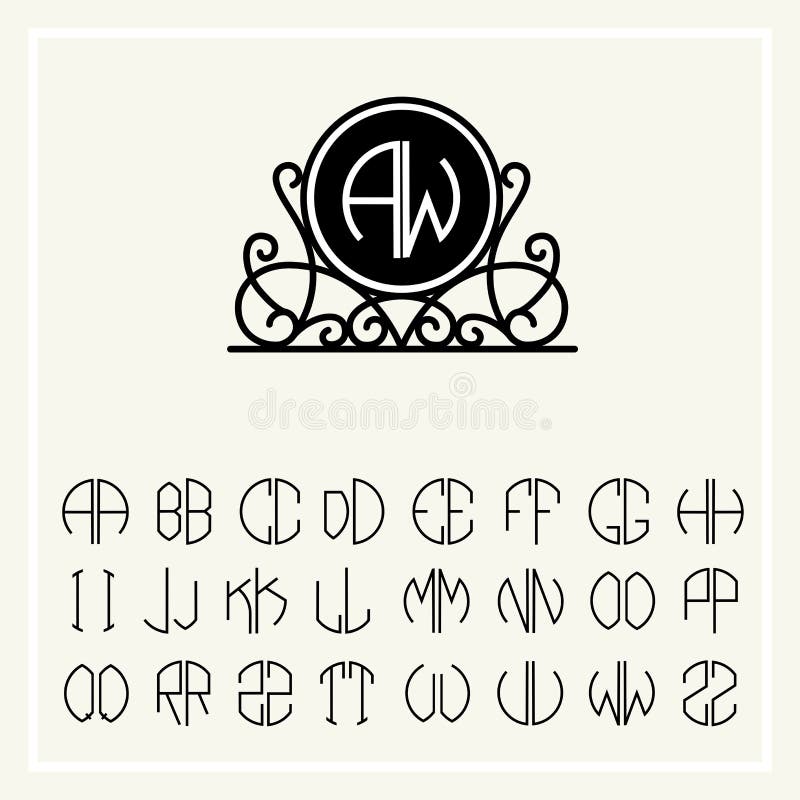 Set Template To Create Monograms of Two Letters Stock Vector ...