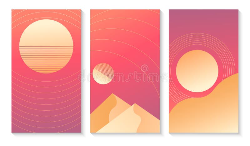 Set of Templates with Abstract Gradient Background. Different Shapes ...