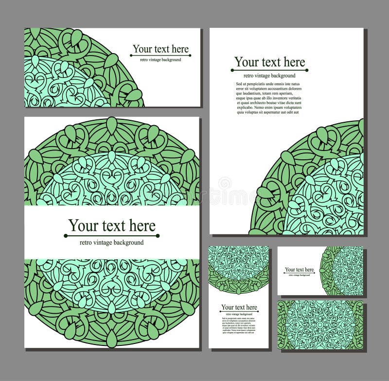 Set Templates Business Cards and Invitations with Circular Patterns ...