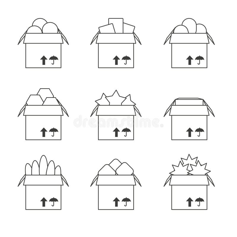 Set of Templates with the Full Box, Icons Stock Illustration ...